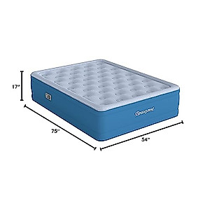Simmons Beautyrest Comfort Plus Express Bed, Internal Pump with Plush Velveteen Pillow Top Air Mattress, 100% Leak Proof with Sleep Fresh Technology, 17" Full, Blue