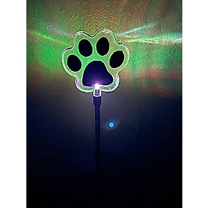 Set of 2 Clear Acrylic Dog Paw Solar Power Outdoor Garden Yard Stick Color Change LED Lights