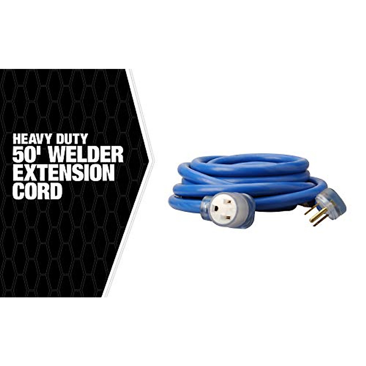 Coleman Cable 19228806 8/3 Heavy-Duty STW 50-Amp/250-Volt Nema 6-50 Blue Welder Extension Cord; 50-Feet