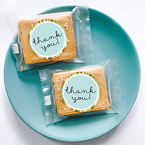Modern Thank You Stickers, Round Blue Thank You Stickers, Chic Gold Thank You Label Tags, 1.4 Inches 500 Adhesive Thank You Label Stickers Mr.Mug