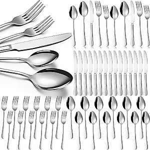 100 Pieces Silverware Set Stainless Steel Flatware Set for 20 Silver Flatware Sets Include Fork Knife Spoon Set, Mirror Finished, Dishwasher Safe