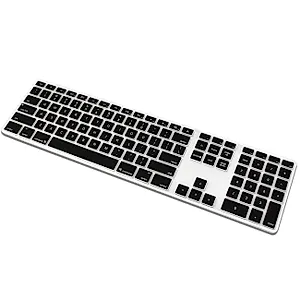 ProElife Silicone Full Size Ultra Thin Keyboard Cover Skin for Apple iMac Keyboard Numeric Keypad Wired USB MB110LL/B-A1243 (NOT FIT Magic Keyboard, Item Folded in Packaging) (Black)