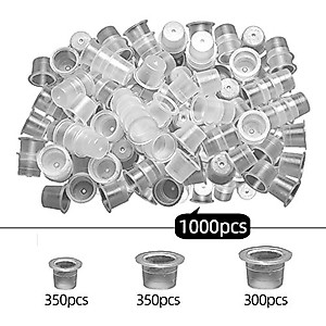 Disposable Ink Cups Small 1000Pcs Supplies Ink Cups Caps Disposable Holders Pigment Plastic accessories for Tattooing Stick And