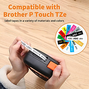 MarkDomain Label Maker Machine E1000Portable Handheld Cable Labeler Machine with AC Adapter, QWERTY Keyboard, One-Touch Keys, Easy to use for Home Office & Industrial Labeling Jobs, Orange