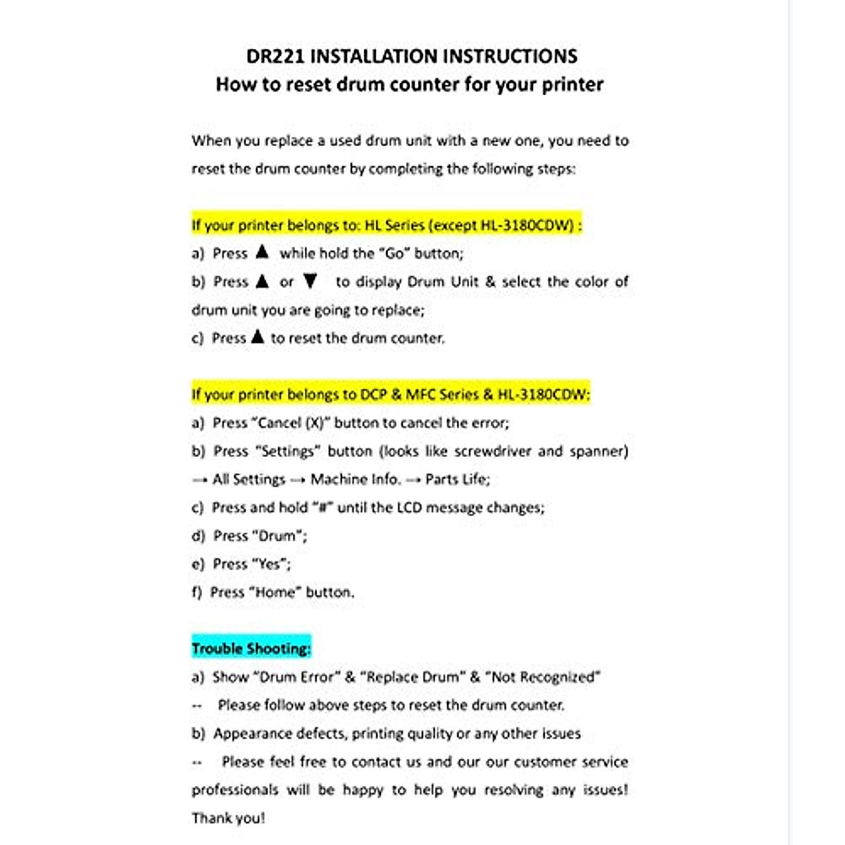 LINKJET Compatible DR221 Drum Replacement for Brother DR221CL DR-221CL Drum Unit for Use in Brother HL-3170CDW MFC-9330CDW HL-3140CW MFC-9130CW MFC-9340CDW Printer(Black,Cyan,Magenta,Yellow)