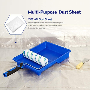 Painters Plastic Drop Cloth 13 Feet by 16 Feet Plastic Painting Tarp Waterproof Plastic Cover Clear Tarp Plastic Sheeting 1 Mil Thickness Furniture Cover