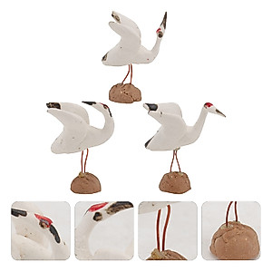 YARNOW 3pcs Miniature White Crane Statue Ceramics Chinese Bird Figurines Ornament for Fish Tank Bonsai Landscape Fairy Garden Decoration