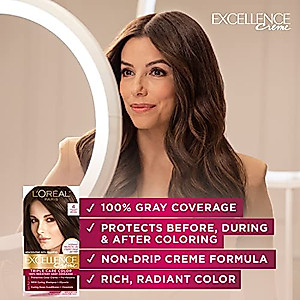 L'Oreal Paris Excellence Creme Permanent Hair Color, 6A Light Ash Brown, 100 percent Gray Coverage Hair Dye, Pack of 2