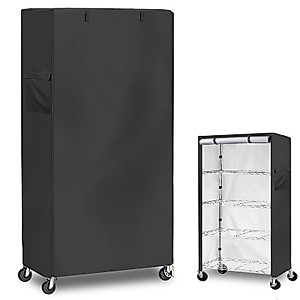 Dalema Waterproof Shelf Cover,600D Heavy Duty Dustproof Storage Wire Rack Covers,Outdoor Shelving Covers for Wire Shelves with Zipper 36''x24''x72'',Black.