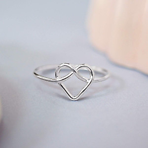 Lalana Open Wirework Sterling Silver Heart Knot Celtic Love Cross Hypoallergenic Ring | Small Dainty Jewelry for Women (6)