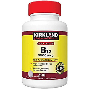 Kirkland Signature Expect More Quick Dissolve B-12 5000 mcg, 300 Tablets