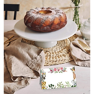 Table Place Card for Baby Shower, 25 Pcs Tent Cards Set with Floral Design, Editable Name Cards for Table Seating, Wild Animal Birthday Party Food Lables, Safari Jungle Baby Shower Decorations(13)