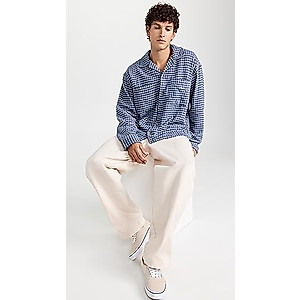 Obey Men's Bigwig Micro Plaid Woven Shirt, Silver Grey Multi, M