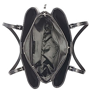 Calvin Klein Penny Triple Compartment Tote, Black/Silver,One Size