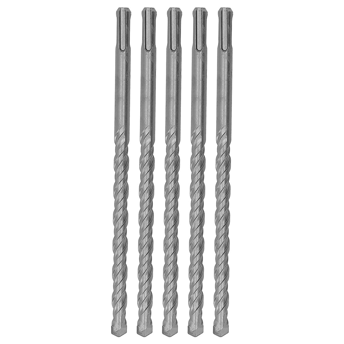 Impact Drill Bits, 5PCS Easy Installation 2 Flute Rotary Hammer Drill Bit for Concrete Brick Stone (12mm)