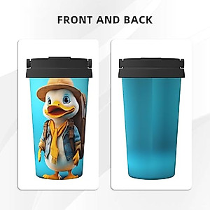 WZYCWB Duckling across backpack Printed insulated coffee cup - leak-proof design, suitable for commuting, office and travel insulated cup,