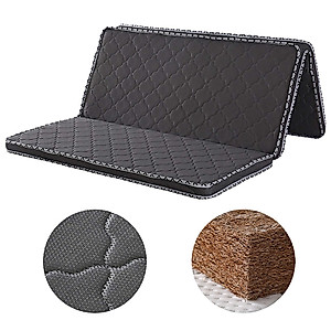 Coir Mattress, 3e Coconut Palm Hypoallergenic Orthopedic Mattress Pad 5cm Folding Sleeping Mat Firm Feel Quiet Tatami Guest Bed-Black A 100x190cm(39x75inch)