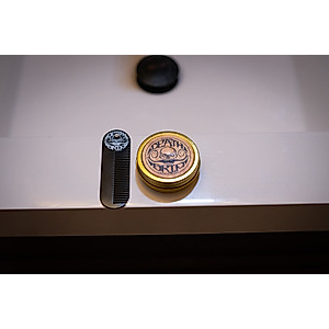 THE VINTAGE GROOMING CO. Death Grip Extra Strong Hold Mustache Wax and Death Grip Mustache Keychain Comb Set