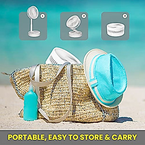 My Foldaway Fan Mini Desktop Fan | Ultra-Portable Lightweight Compact Tabletop Fan | Extends up to 12” | 2 Speed Modes | Uses AA Batteries or USB Power Wire | Desk Fan, Nightstand Use | Whisper Quiet