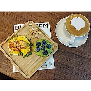 4 Packs Bamboo Serving Tray with Handles, Portable Bed Tray for Breakfast Dinner, Eating Trays for Living Room,Restaurants