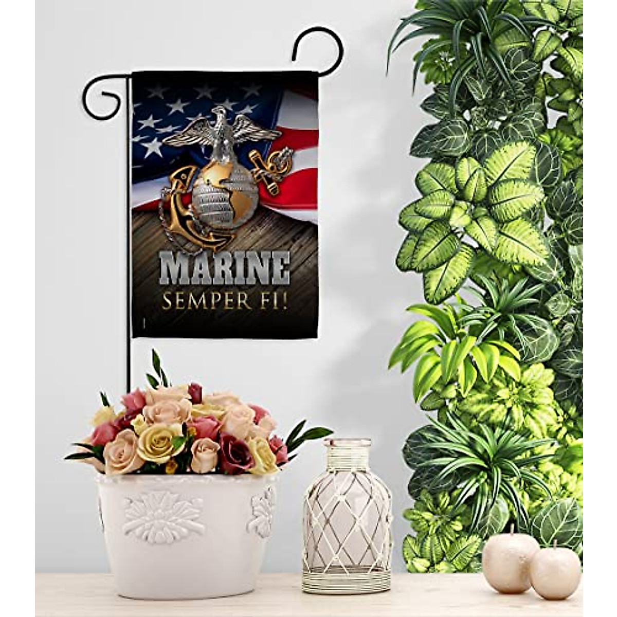 Marine Semper Fi Garden Flag - Armed Forces USMC United State American Military Veteran Retire Official - House Decoration Banner Small Yard Gift Double-Sided Made In USA 13 X 18.5