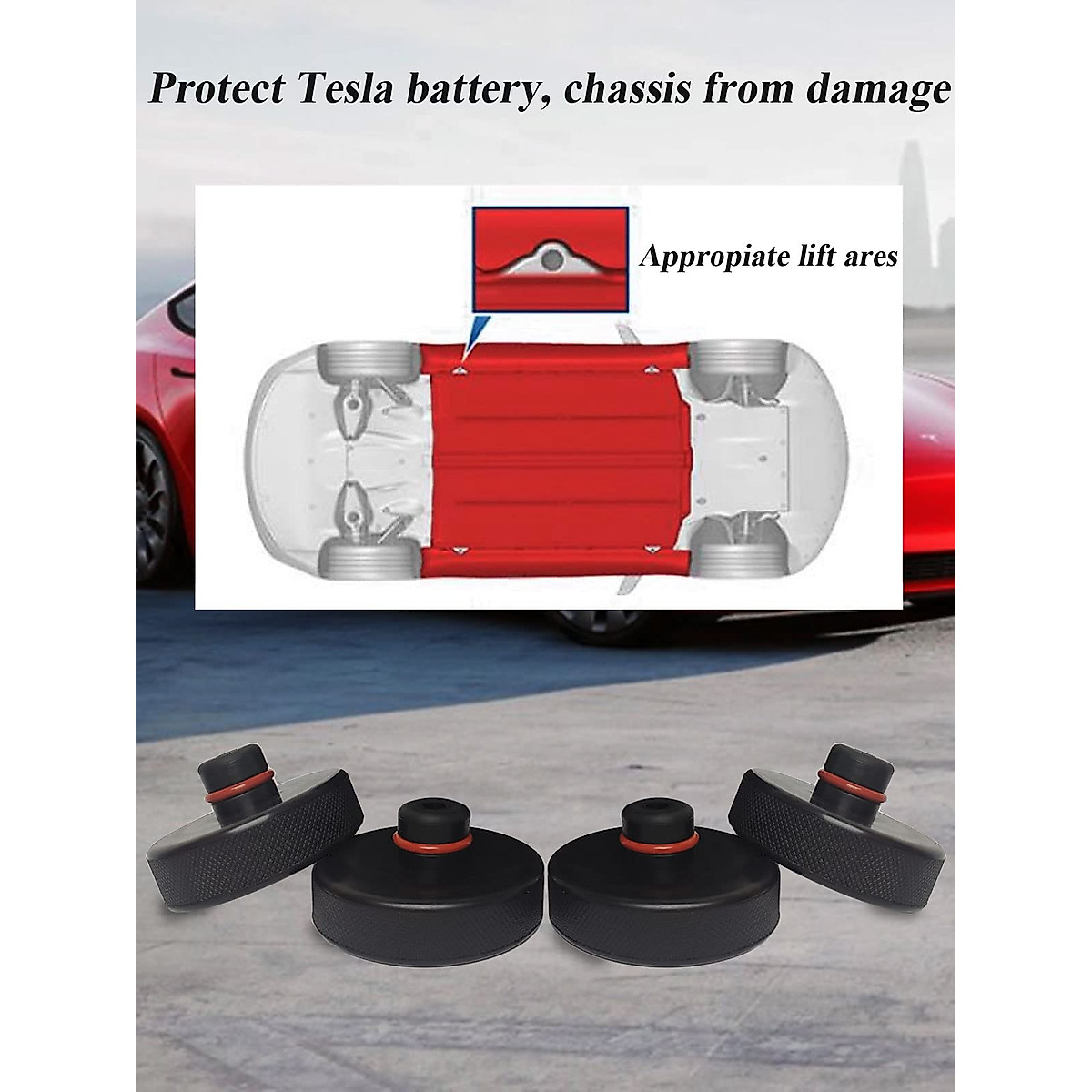 SYOAUTO Jack Pad for Tesla Model 3/Y/S/X Tesla Pucks Rubber Lifting Jack Pad 4 Packs Tesla Model Y Accessories 2024 2023 2022 2021