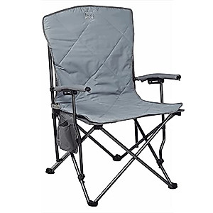 TIMBER RIDGE Folding Hot and Cold Camping Lawn Chair Removable Seat Padded Side Pocket Carry Bag Included, Supports Up to 300 LBS, Grey