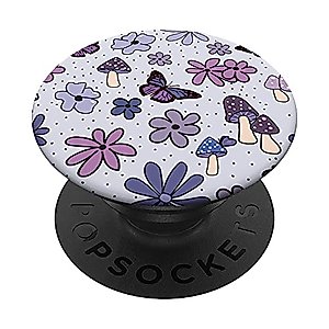 Lilac Flowers Butterflies & Mushrooms Cottagecore Aesthetic PopSockets Swappable PopGrip
