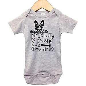 Ebenezer Fire My Best Friend is a German Shepherd/Dog and Baby Outft/Newborn Bodysuit (3-6M, Grey SS (Black Text))