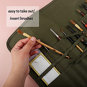 22 Slots Canvas Pencil Roll Wrap Roll Up Pencil Case Large Capacity Art Paint Brush Holder Coloring Pencil Organizer Bag Pen Curtain for Artist Painter Beginner Student Sketch