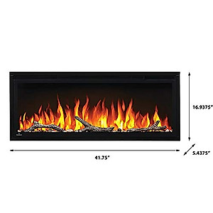 Napoleon Entice 42 - NEFL42CFH - Wall Hanging Electric Fireplace, 42-in, Black, Glass Front, Glass Crystal Ember Bed, 3 Flame Colors, Remote Included