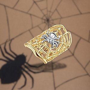 Darupo Women’s Punk Spider Rhinestone Adjustable Statement Ring Gothic Wide Band Ring Party Cocktail Jewelry (Silver)