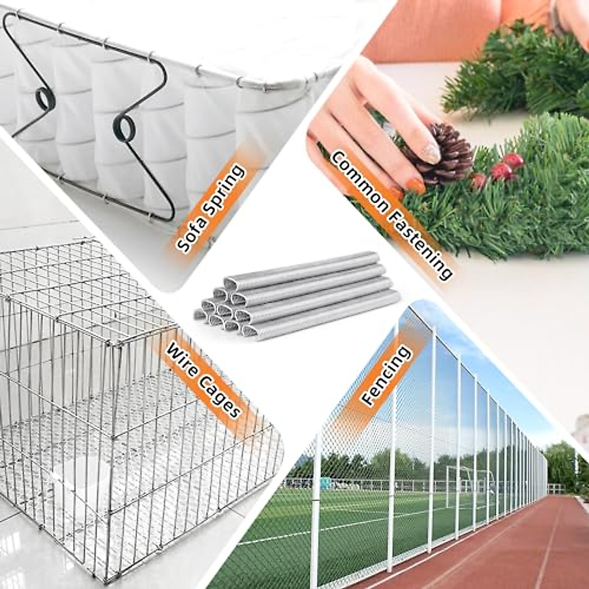 Kamsin 16 Gauge C-Type Hog Ring Staples, 1,000 PCS, Galvanized Steel, 1/2" (12.5mm) Inner Crown, 5/8" (16.9mm) Outside Crown for Pneumatic Hog Ring Gun in Cages Building or Fastening