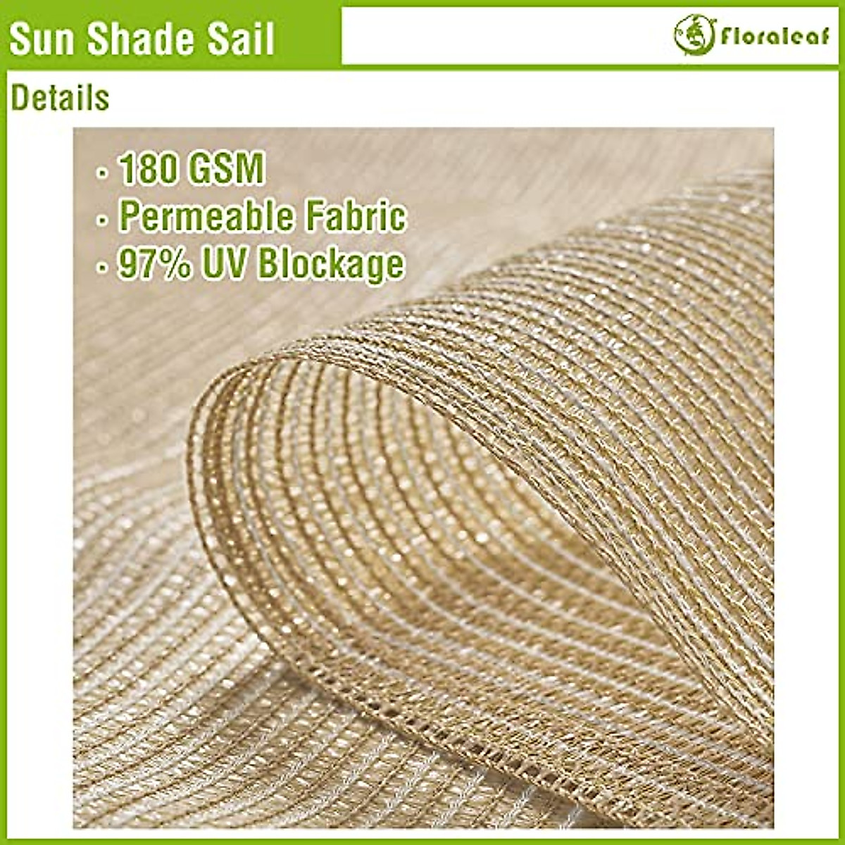 FLORALEAF Sun Shade Sail Right Triangle Permeable Canopy Awning for Patio Backyard Lawn Garden Outdoor Activities, Beige, 8'x8'x11.3'