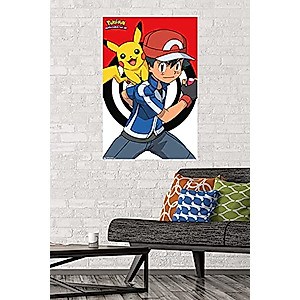 Trends International Pokémon - Ash And Pikachu Wall Poster, 22.375" x 34", Unframed Version