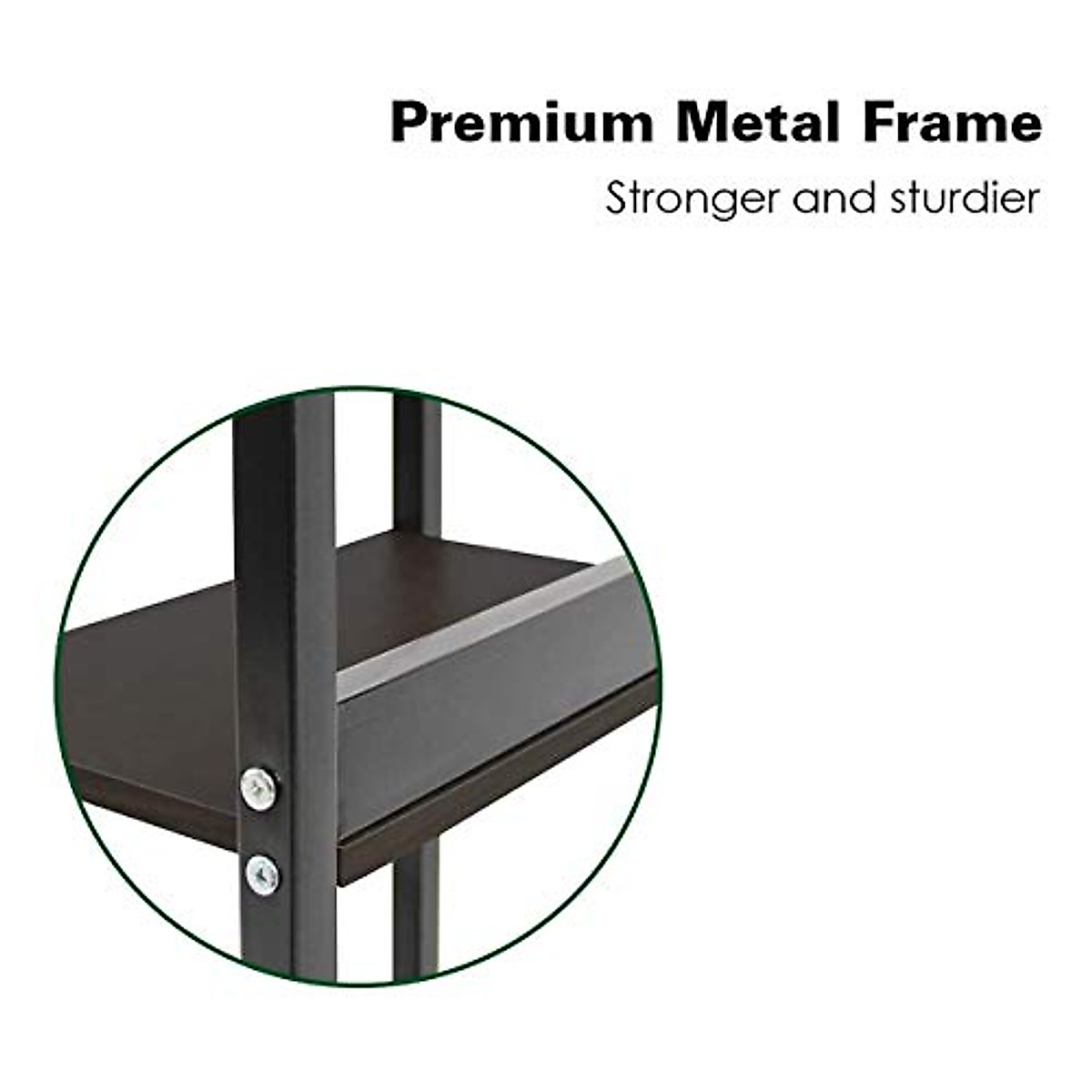 Desk Movable Office with Wheels Two Shelves Wood Sofa Side Table Slide | Black