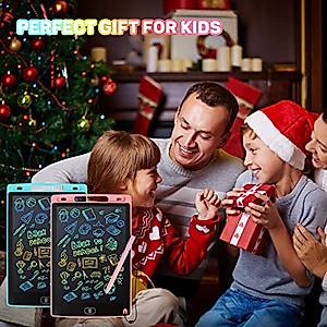 LCD Writing Tablet, 2 Packs Drawing Pads for Kids 3 4 5 6 Years Old 8.5 Inch Colorful Lines Doodle Scribble Boards Educational Toys for Boys Girls Road Trip EssentialsTravel Game Toys,Pink+Blue