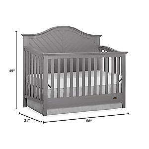 Dream On Me Ella 5-in-1 Full Size Convertible Crib in Storm Grey, Greenguard Gold Certified