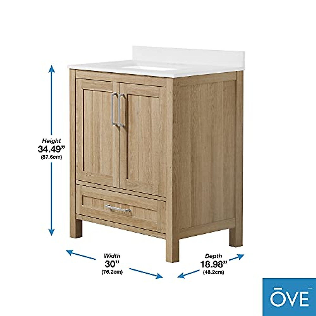 Ove Decors Kansas 30 in. Single Sink Bathroom Cultured Marble Countertop Vanity, 30 inches, in Midnight Blue