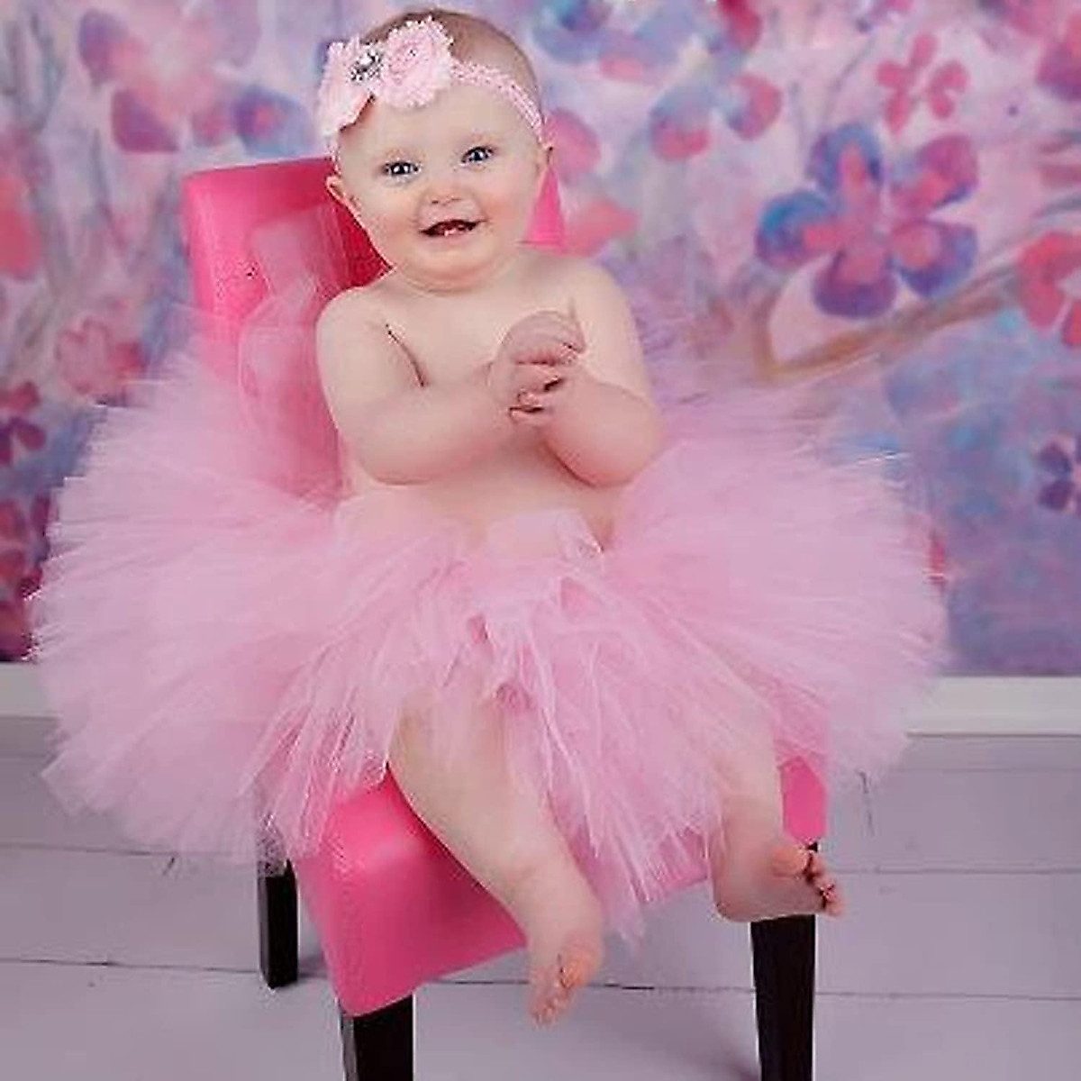 SPOKKI 4 PCS Newborn Photography Props Outfits-BabyTutu Skirt Cute Bow Headdress and Lace Rompers Sets for Infants Girl Boy