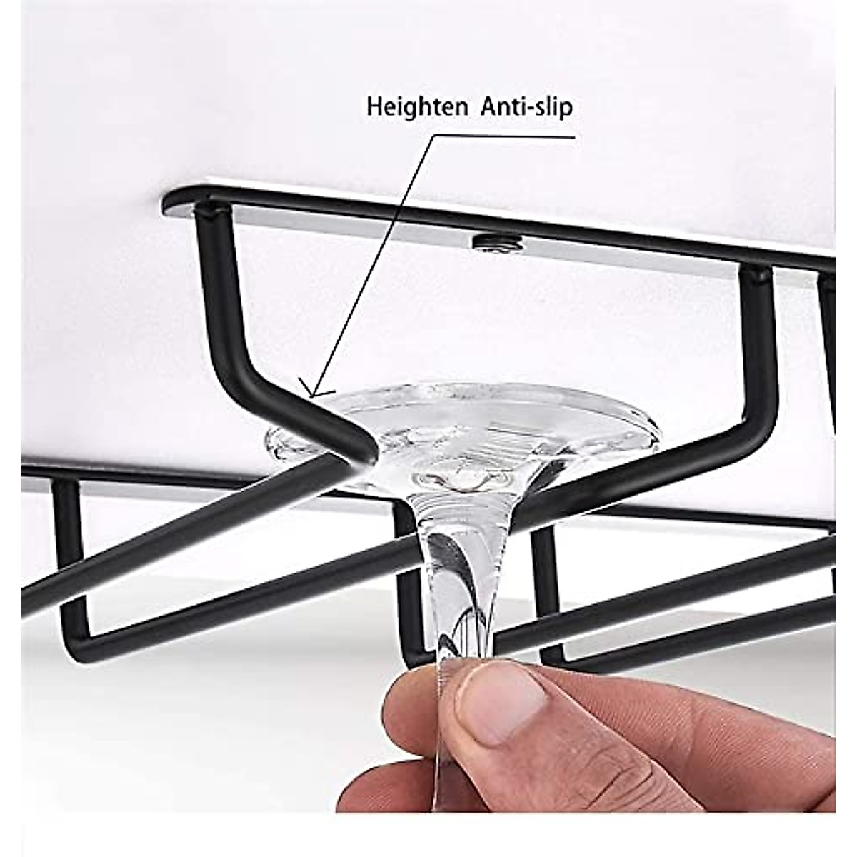 Wine Glass Shelf, Upside-down Home Goblet Iron Art Shelf, Wine Glass Hanging Storage Rack (Color : Black 4 Sets)