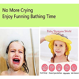 Baby Shower Cap for Kids Bath Visor Adjustable Toddler Shower Cap Multi-Purpose Bathing Cap for Protect Infants Toddler Eyes Ears (Yellow
