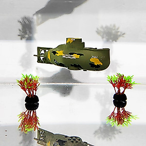 Tipmant Mini RC Submarine Remote Control Boat Ship Military Model Electronic Water Toy Diving for Fish Tank Water Tub Kids Birthday Gift (Green)