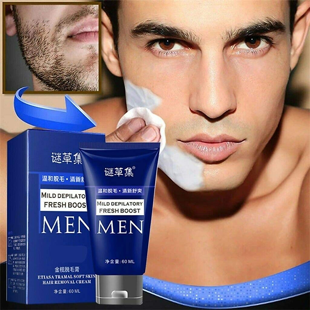 AFGQIANG Permanent Hair Removal Cream Depilatory Paste Beard Moustache Remover Cream