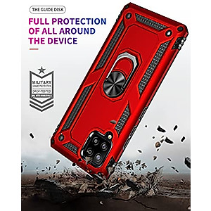 YZOK for Galaxy A42 5G Case,Samsung A42 5G Case,with HD Screen Protector,[Military Grade] Ring Car Mount Kickstand Hybrid Hard PC Soft TPU Shockproof Protective Case for Samsung Galaxy A42 5G (Red)