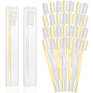 Gandeer 200 Pcs Disposable Toothbrushes Individually Wrapped Single Use Toothbrush Travel Toothbrushes Bulk Soft Bristle Adult Toothbrush Manual Tooth Brush for Women Men Hotels, 2 Colors