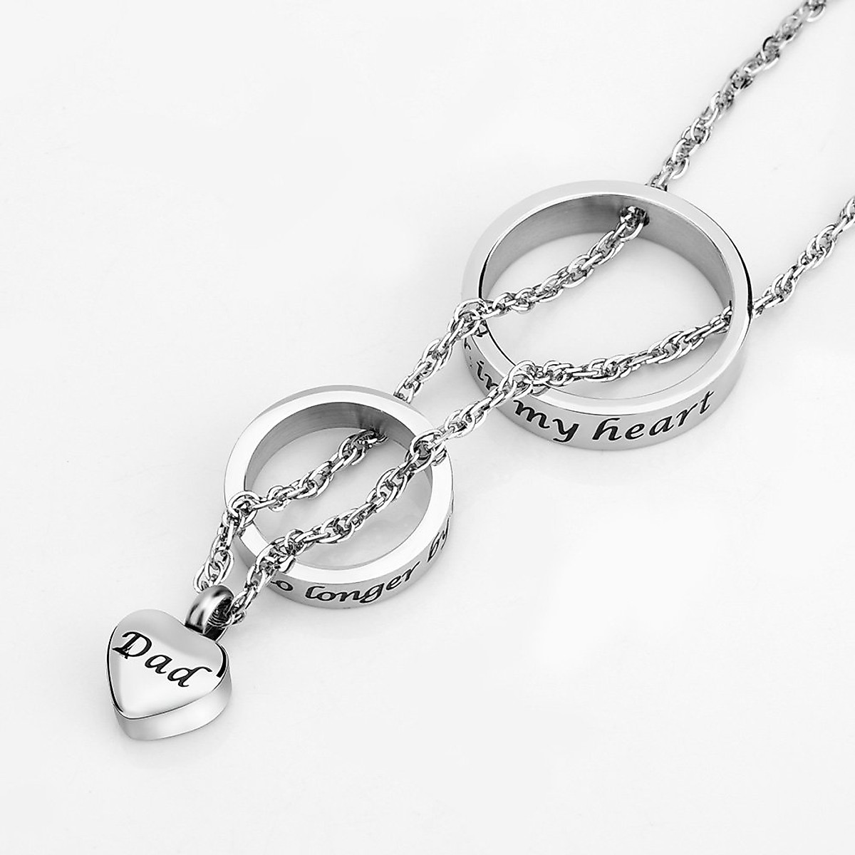 XIUDA Urn Necklace for Ashes No Longer by My Side, Forever in My Heart Carved Locket Cremated Ashes Necklace