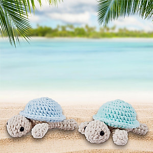 Eelexa Crochet Kit for Beginners, Amigurumi Crocheting Animal Kits, Learn to Crochet with Step-by-Step Video Tutorials for Kids Adults Beginner - 2 Pack Turtles