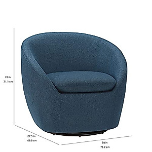 Amazon Basics Swivel Accent Chair, Upholstered Armchair for Living Room, Navy