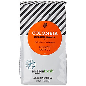 Amazon Fresh Colombia Ground Coffee, Medium Roast, 12 Ounce